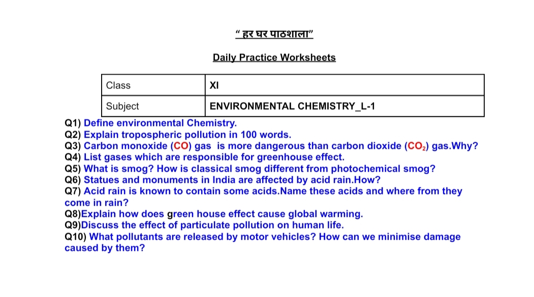 14 Environment Chemistry - Chemistry - Notes - Teachmint
