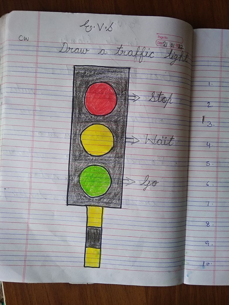 Traffic Light Worksheet For Class 1 | Shelly Lighting