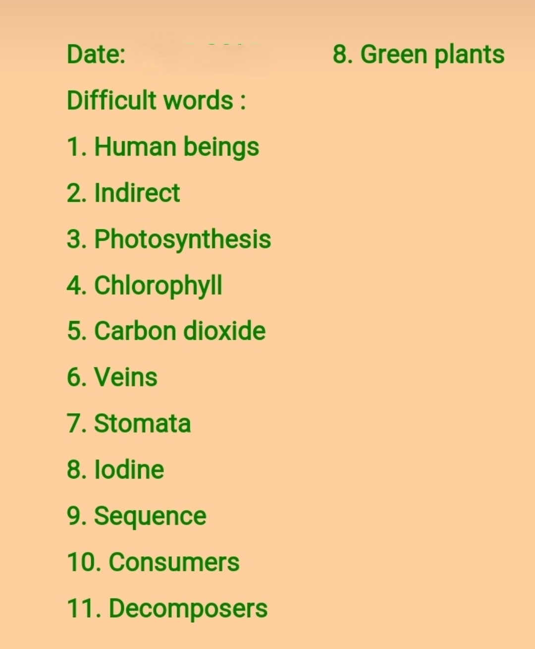 Difficult Words E V S Notes Teachmint