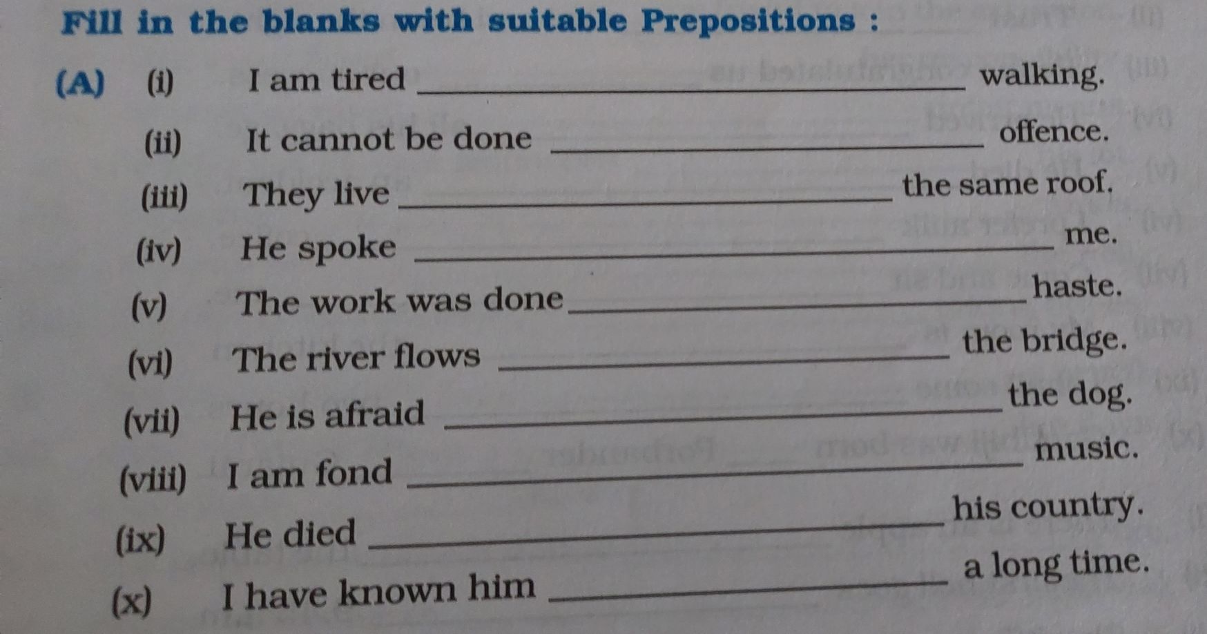 Prepositions - English - Assignment - Teachmint