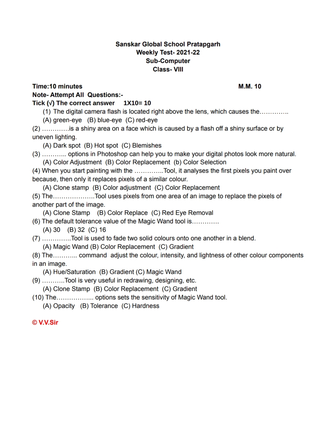 Today's Test Ques Papar - Computer - Notes - Teachmint