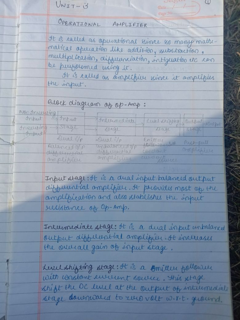 Unit 3 Operational Amp - Electronic - Notes - Teachmint