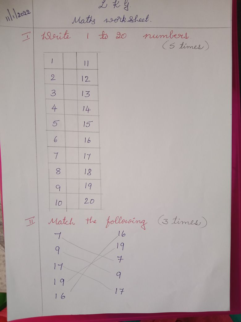 Maths work Sheet - English - Assignment - Teachmint