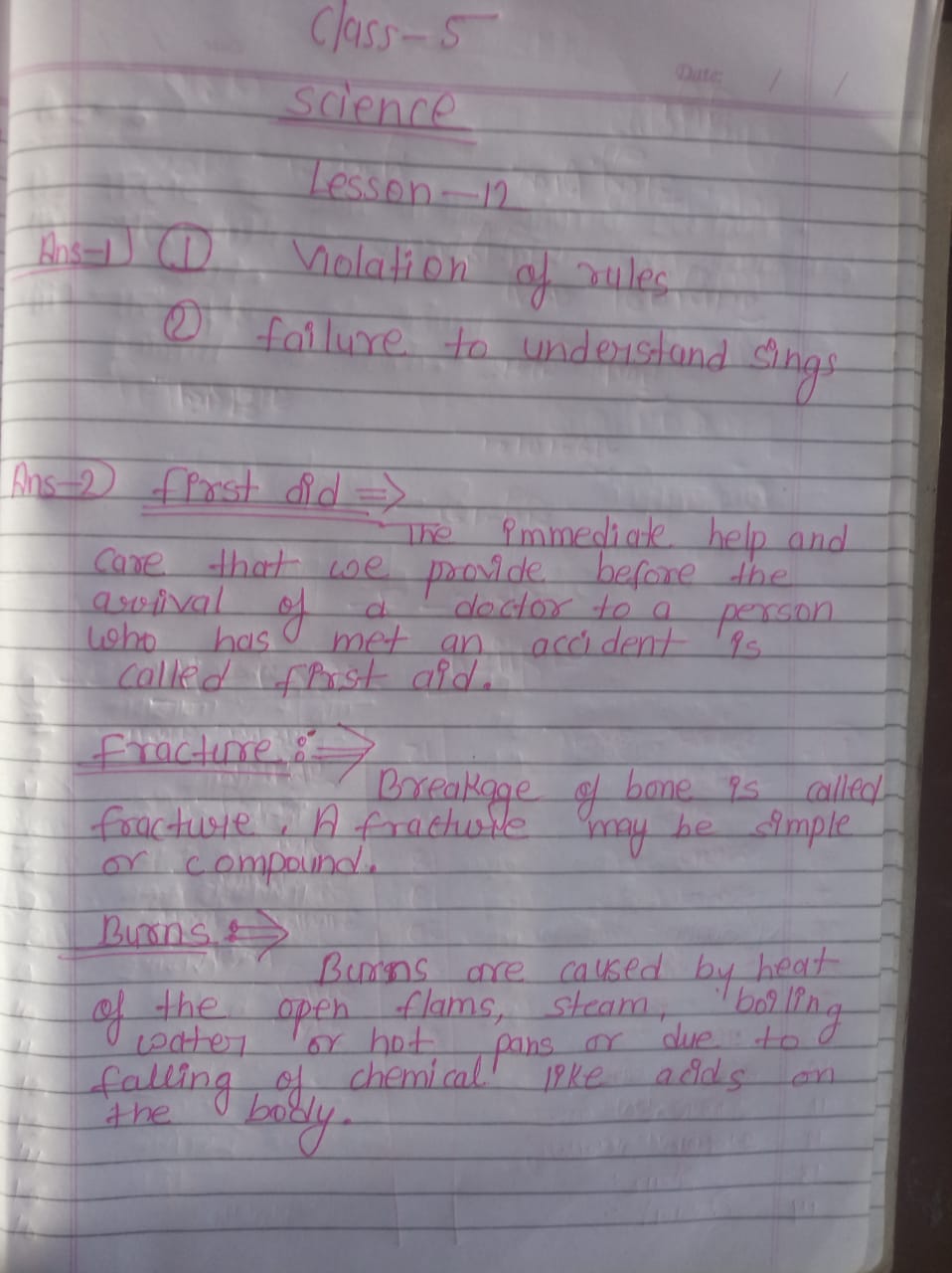 Lesson 12 Answer - Science - Notes - Teachmint