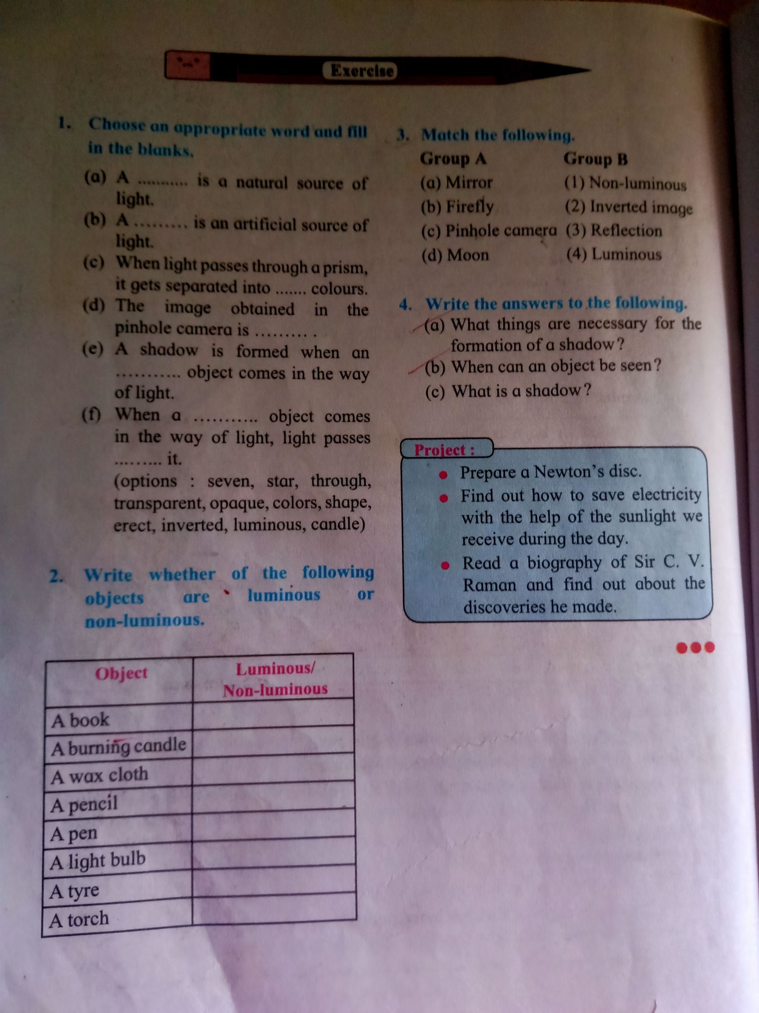 Light - Science - Assignment - Teachmint