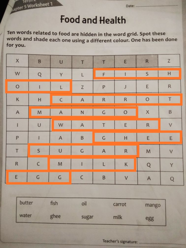 5.Food and health - EVS - Assignment - Teachmint