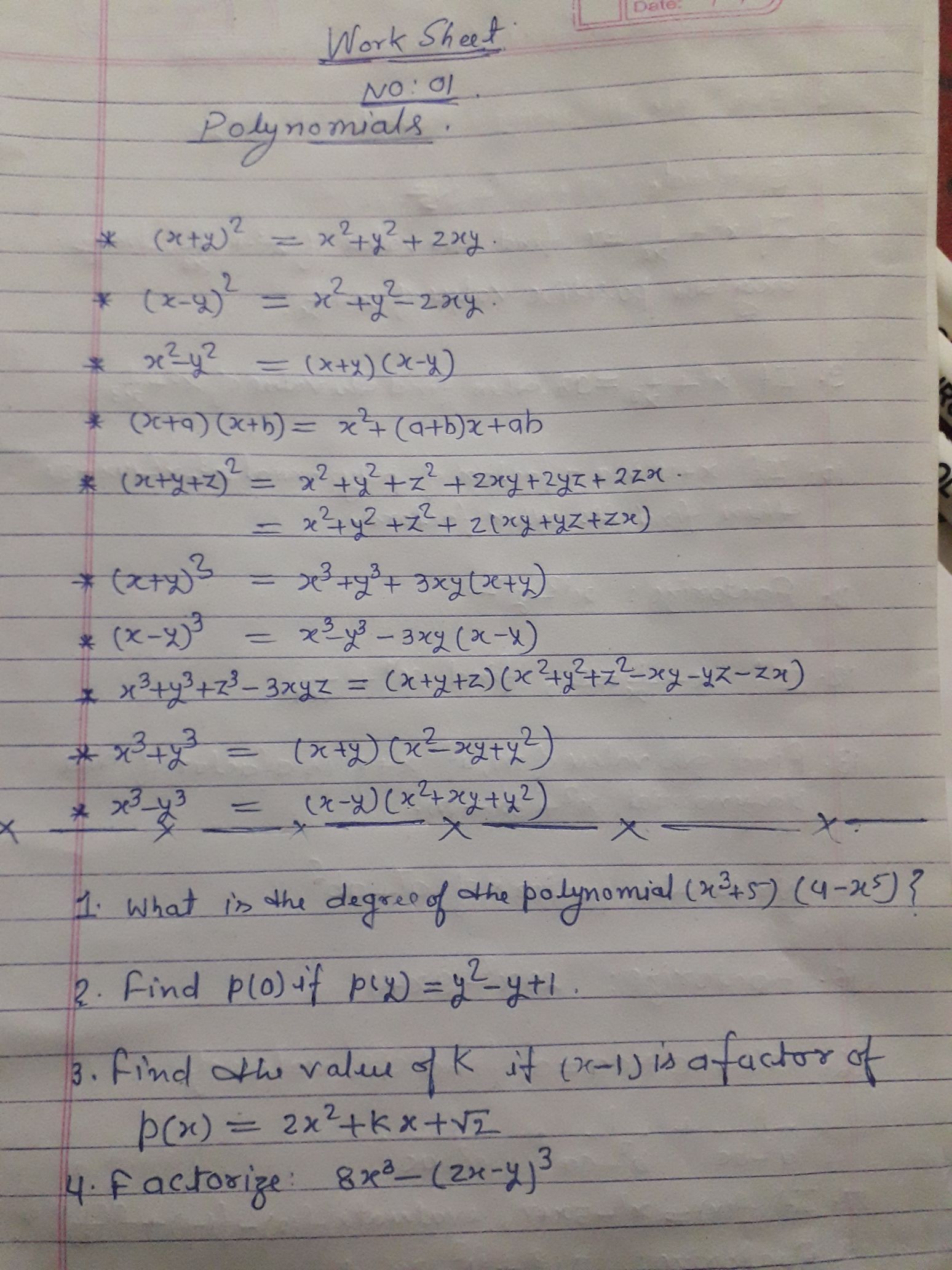 Polynomial - Mathematics - Assignment - Teachmint