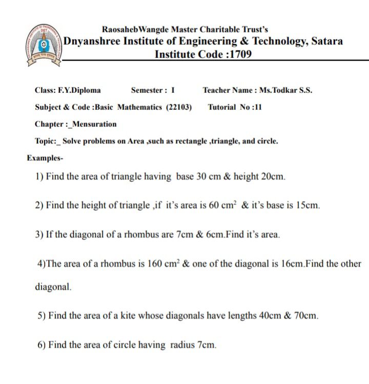 Tutorial 11 - Basic Mathematics (22103) - Assignment - Teachmint