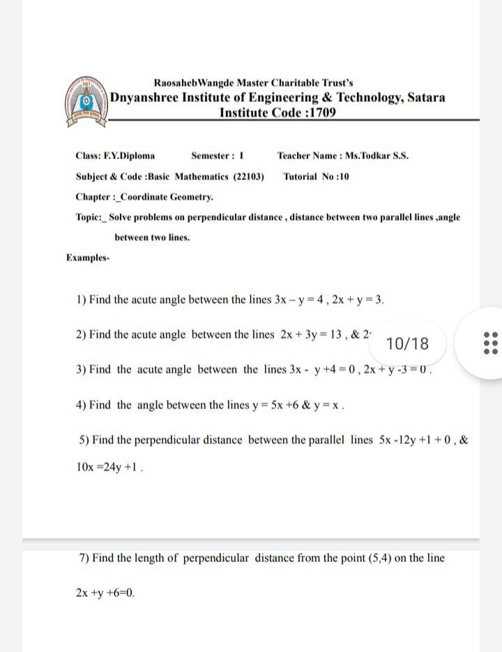 Tutorial 10 - Basic Mathematics (22103) - Assignment - Teachmint