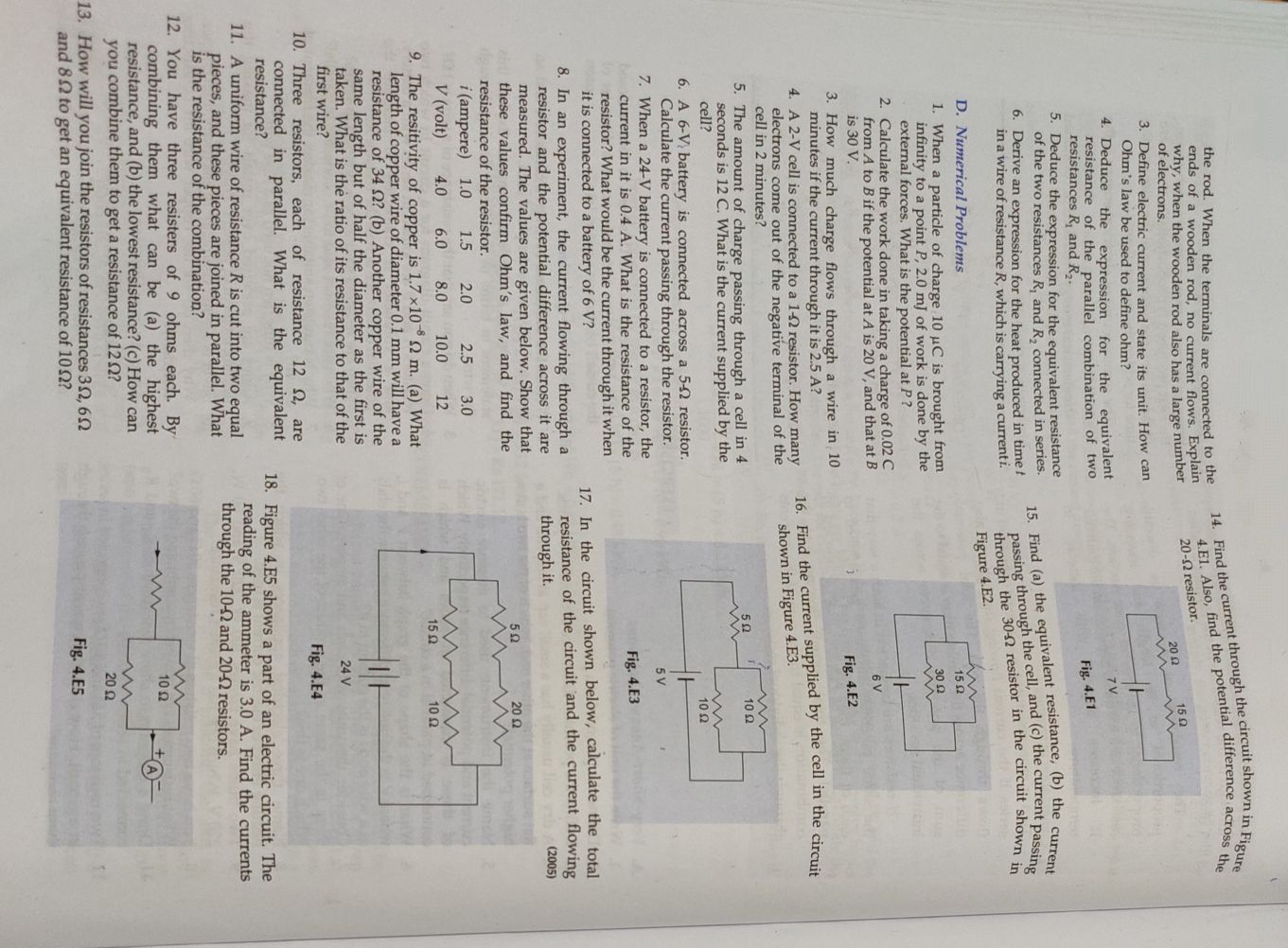 ELECTRICITY⚡ D. Numerical Problems - Physics - Assignment - Teachmint