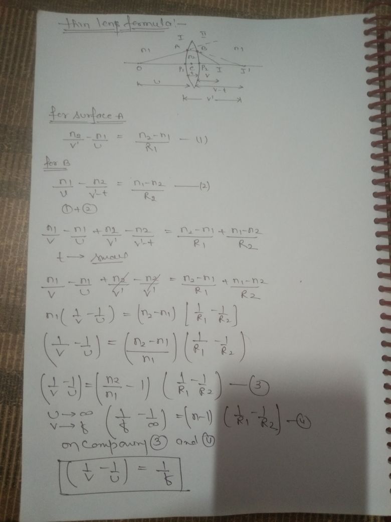 Thin Lens Formula - Physics - Assignment - Teachmint