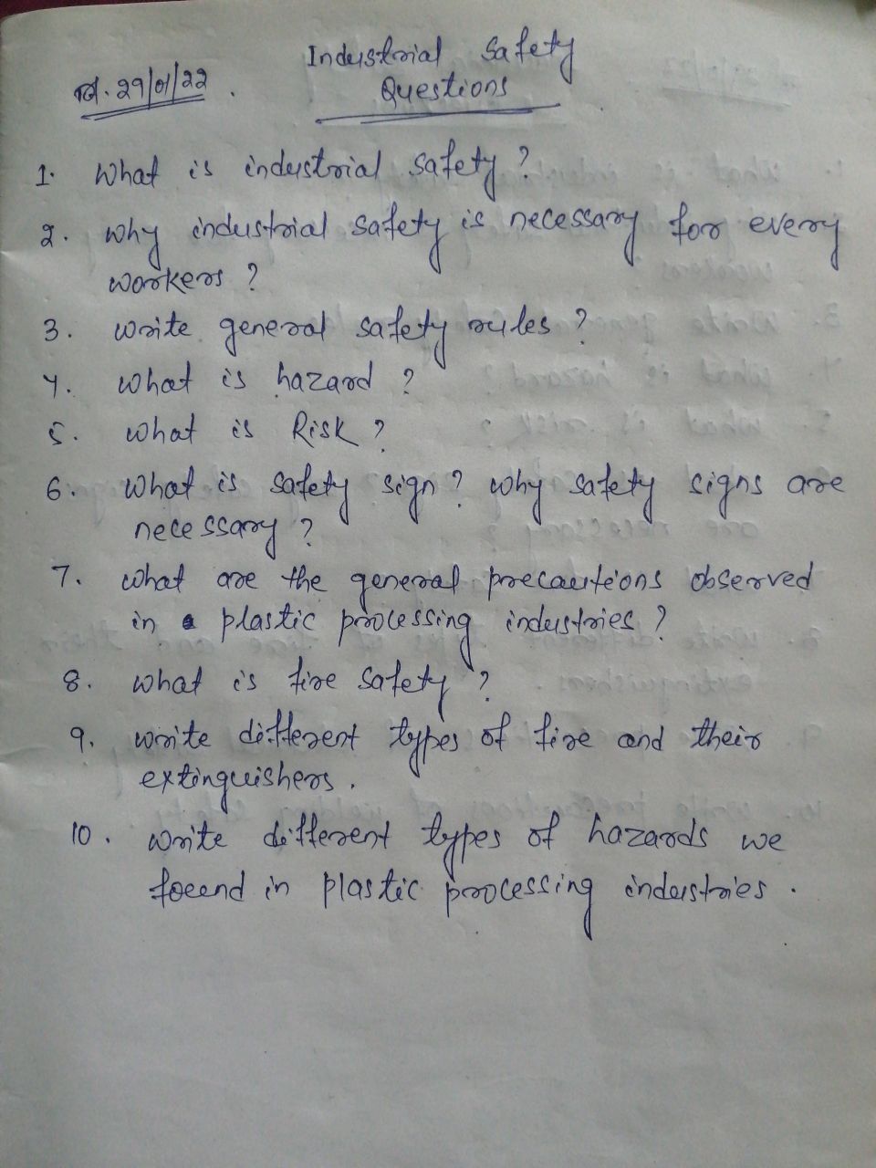 Industrial Safety - Computer Application - Assignment - Teachmint