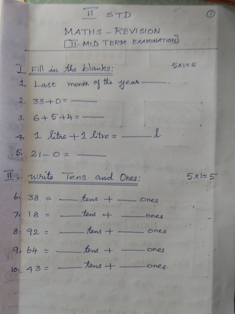 Maths Revision Paper - Maths - Assignment - Teachmint