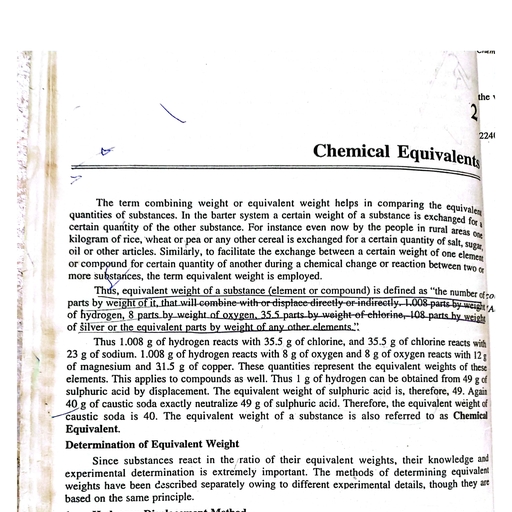 Eq Weight Theory - Chemistry - Notes - Teachmint
