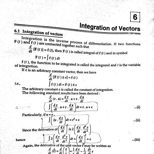 integration of vectors.pd - Maths - Notes - Teachmint