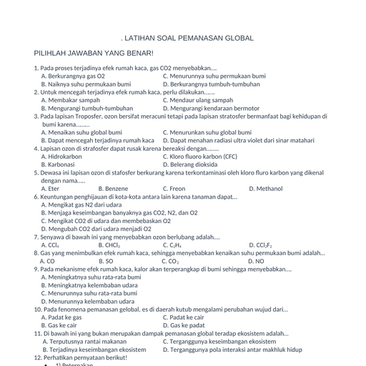 Pemanasan Global - IPA - Assignment - Teachmint