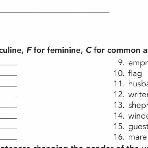 Nouns Gender - English - Assignment - Teachmint