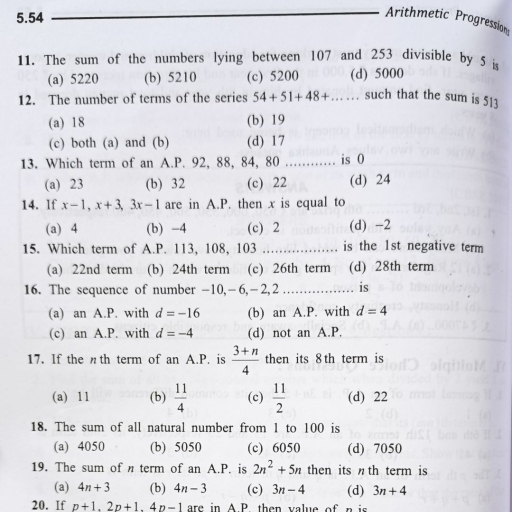 Arithmetic Progression (MSQ) - Mathematics - Assignment - Teachmint