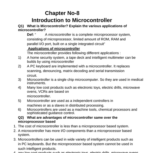 Microcontroller - Computer Sci D9 - Notes - Teachmint