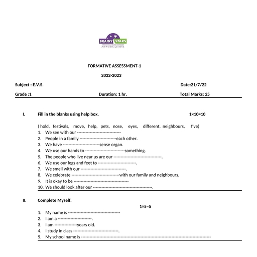 G1 EVS FA-1.docx - E.V.S - Notes - Teachmint