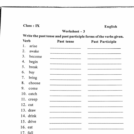 Verb Forms - ENGLISH FIRST LANGUAGE - Assignment - Teachmint