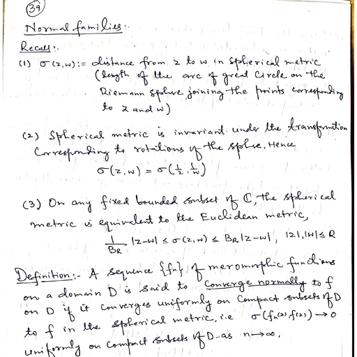 Normal Limit - Complex analysis - Notes - Teachmint