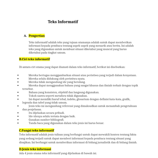teks informatif.docx - Bahasa Indonesia - Notes - Teachmint