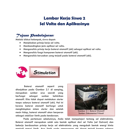 Elektrokimi: Sel Volta - Kimia - Assignment - Teachmint