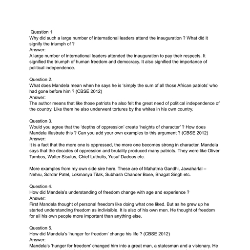 Nelson Mandela .pdf - English - Notes - Teachmint
