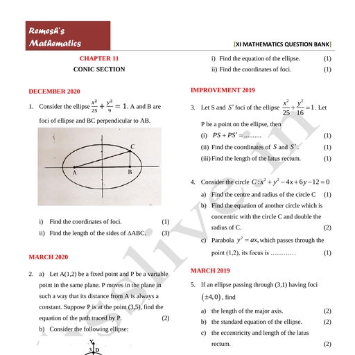 Hsslive-xi-maths-qb-remes - Maths - Notes - Teachmint
