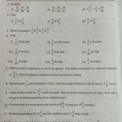 Fraction RDP-2 - Mathematics - Assignment - Teachmint