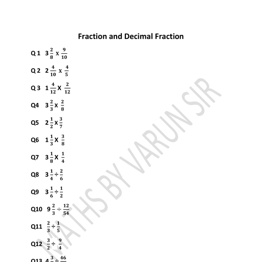 Fraction and Decimal Fraction Ex-4 - Mathematics - Notes - Teachmint