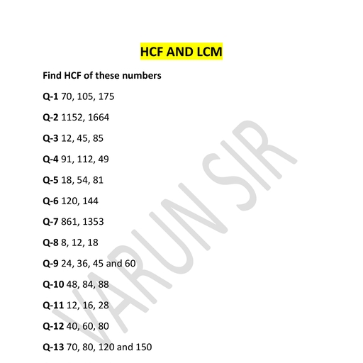 HCF and LCM Ex-1 - Maths - Notes - Teachmint