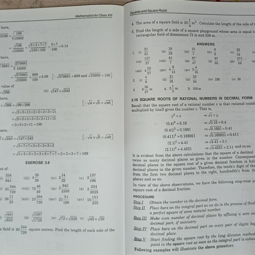 Ch-Square Root (Homework) - MATHEMATICS - Assignment - Teachmint