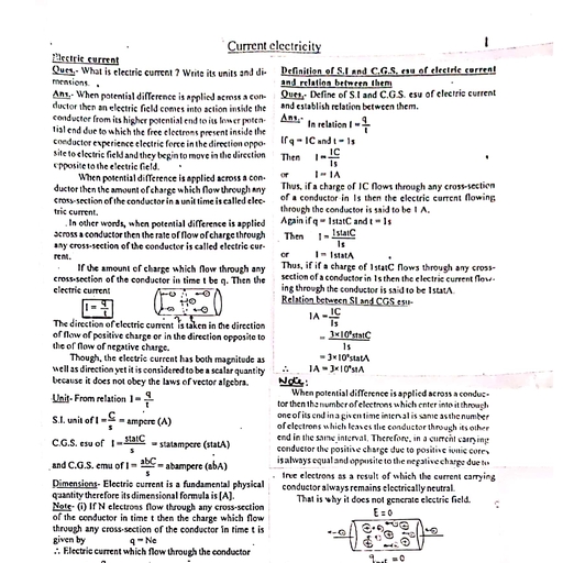 Current Electricity - Physics - Notes - Teachmint