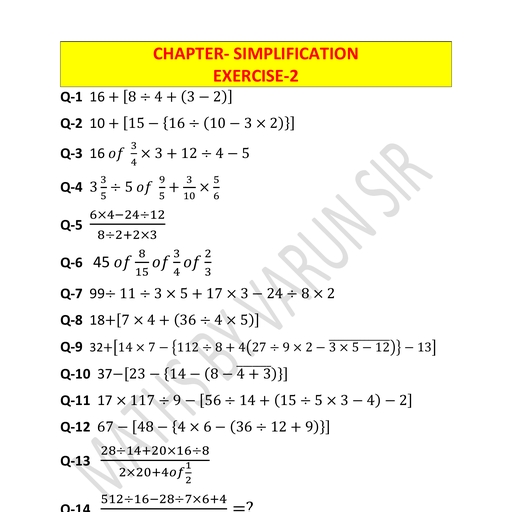 Simplification Ex-2 - Maths - Notes - Teachmint