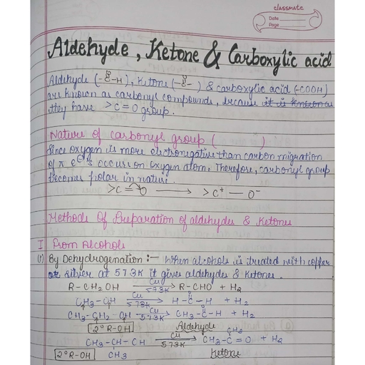 aldehydes,ketones and carboxlic acid - chemistry - Notes - Teachmint
