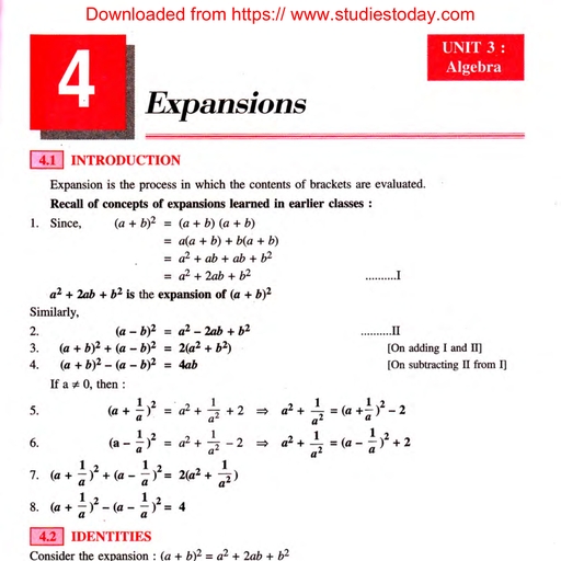 Expansions - Mathematics - Notes - Teachmint