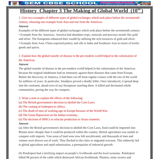 Chapter 3 The Making of Global World Excercise and adtitional - History ...