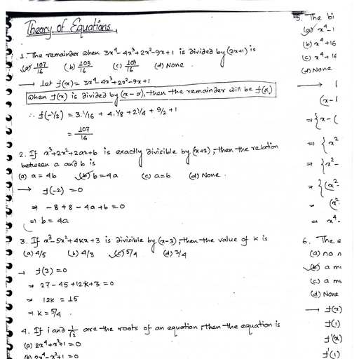 Theory of equation & comp - Mathematics - Notes - Teachmint