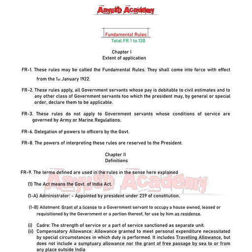 FRSR Part I General Rules - SERVICE RULES - Notes - Teachmint