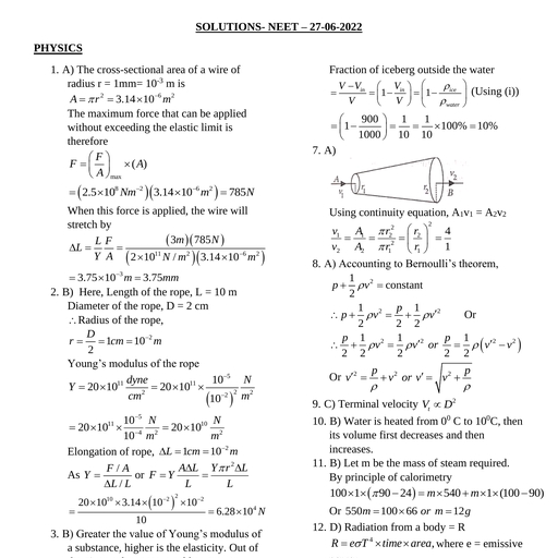 NEET PART TEST 2 SOL 27/6 - Biology - Notes - Teachmint