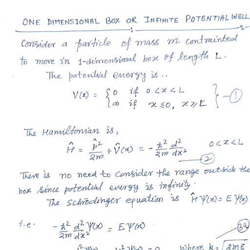 Particle in 1-D Box.pdf - Physics - Notes - Teachmint