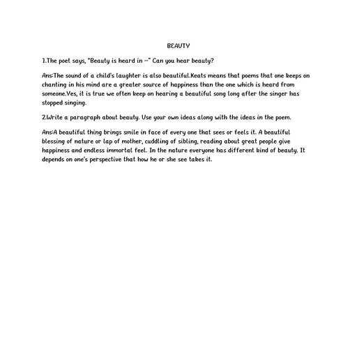 BEAUTY - English - Notes - Teachmint
