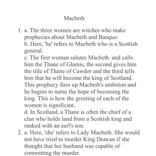 Notes On Macbeth - English - Free PDF Download 2026