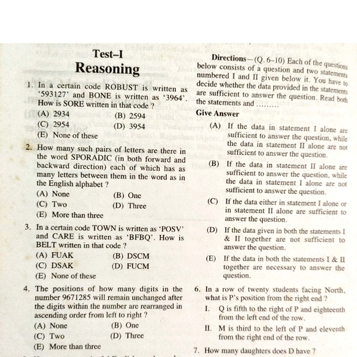 Reasoning MOCK_TEST.pdf - Reasoning - Notes - Teachmint