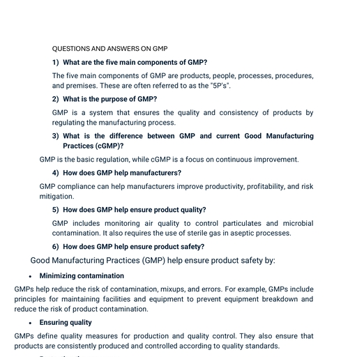 Q and A on GMP - SEC - GMP - Notes - Teachmint