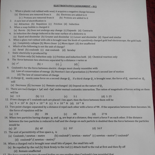Assignment -1 - Physics - Notes - Teachmint