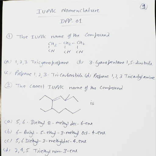 DPP-1 (IUPAC Nomenclature - Chemistry - Notes - Teachmint