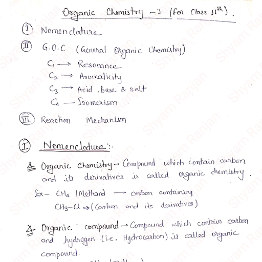 Nomenclature (Class 11th) - Chemistry - Notes - Teachmint